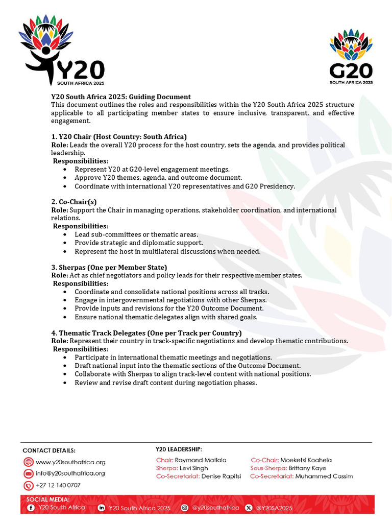 Y20 South Africa 2025 Guiding Document | PDF | Consensus Decision Making | Negotiation