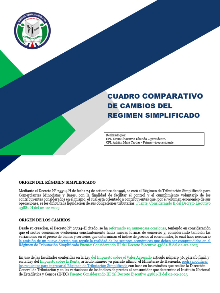 Cambios en el Régimen Simplificado 2023 | PDF | Impuestos | Factura