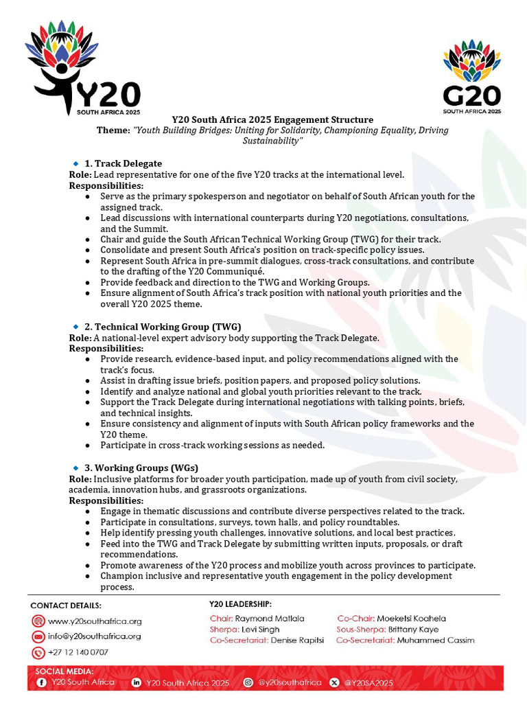 Y20 South Africa 2025 Engagement Guide | PDF