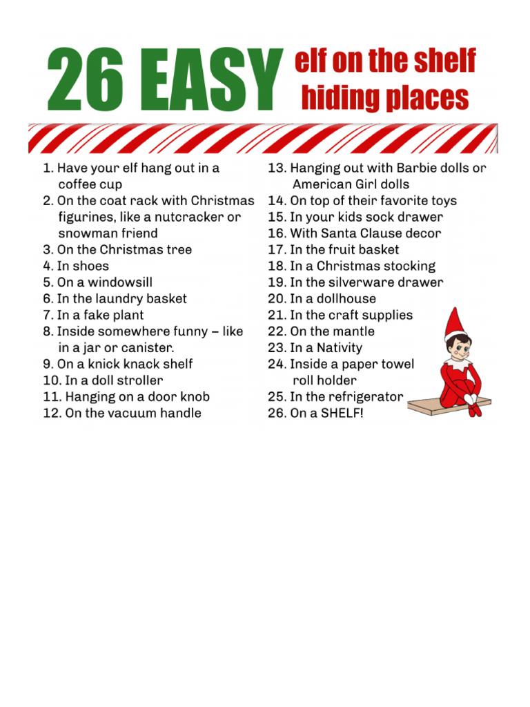 Elf Hiding Places Printable | PDF