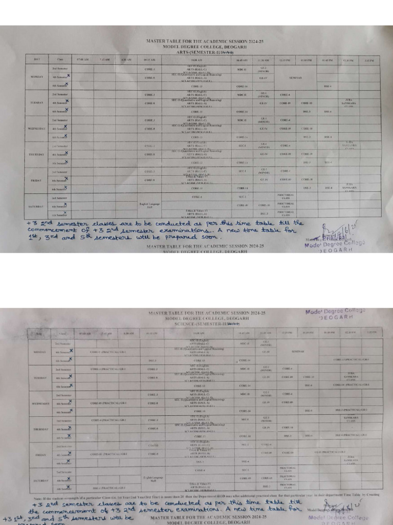 Time Table For Second Semester | PDF