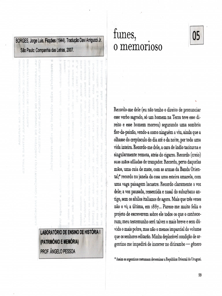 Borges. Funes, o Memorioso | PDF