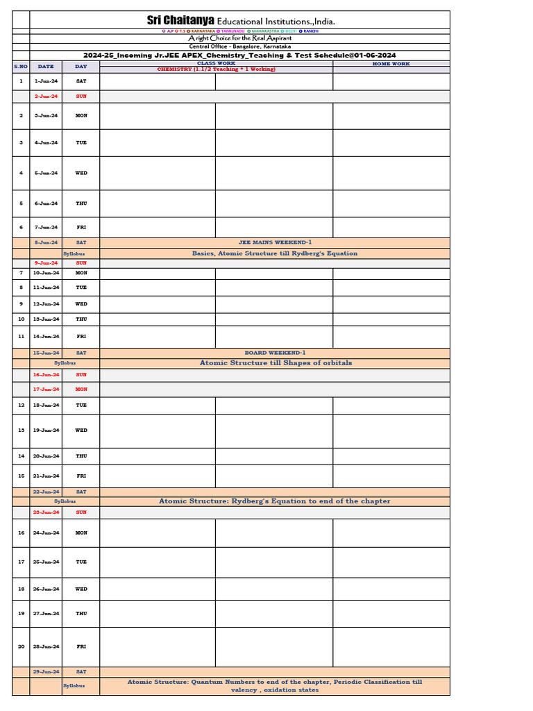 2024-25 - JR Jee Apex - Tracksheet@01!06!2024 Chem | PDF | Chemical Bond | Ionic Bonding