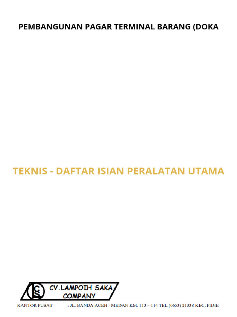 Daftar Isian Peralatan Utama | PDF