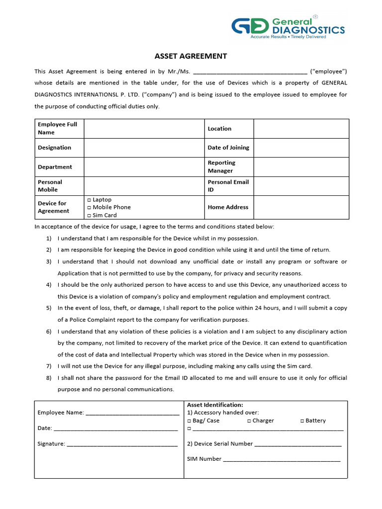 Asset Issue Form Updated | PDF | Employment