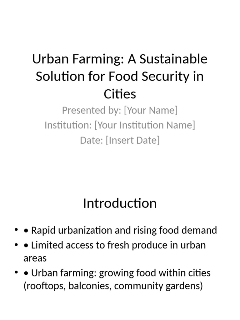 Urban Farming Food Security Presentation | PDF
