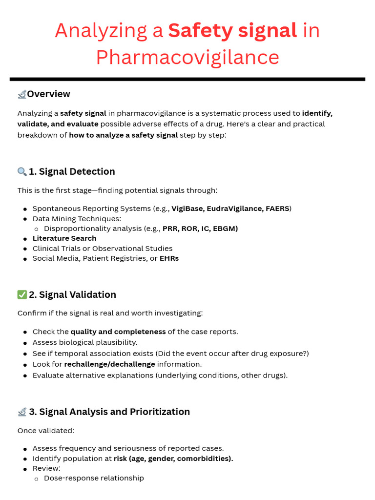Safety Signal Analysis in Pharmacovigilance | PDF | Pharmacovigilance ...