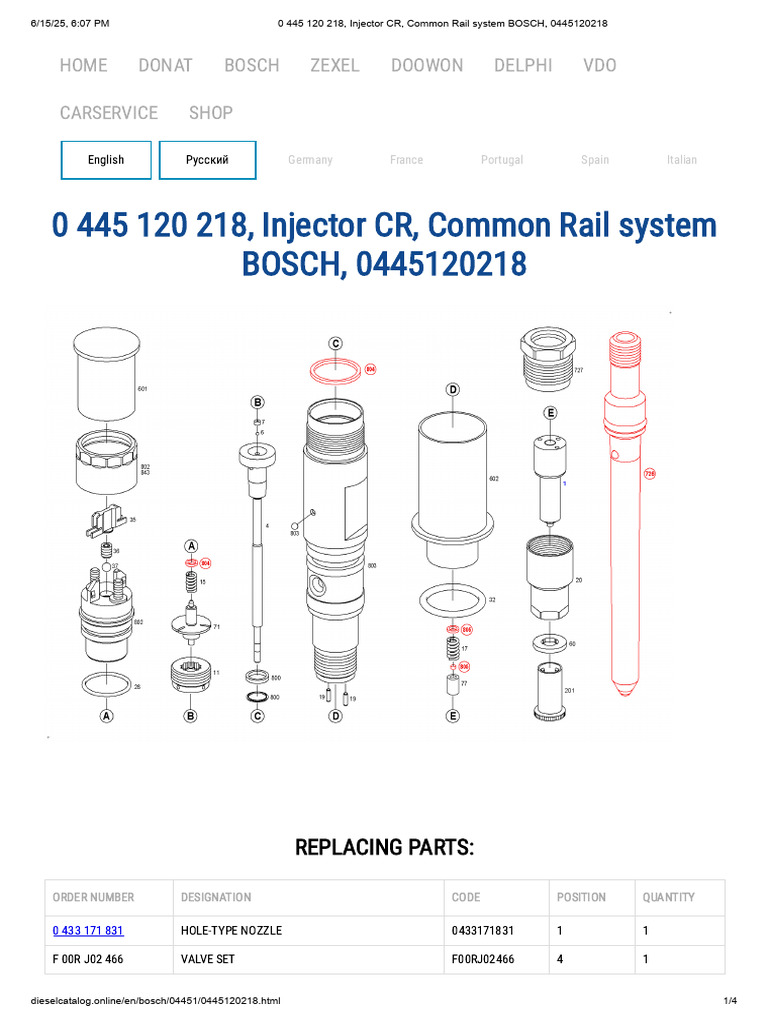 Bosch Common Rail Injector 0445120218 | PDF | Vehicle Technology | Engines