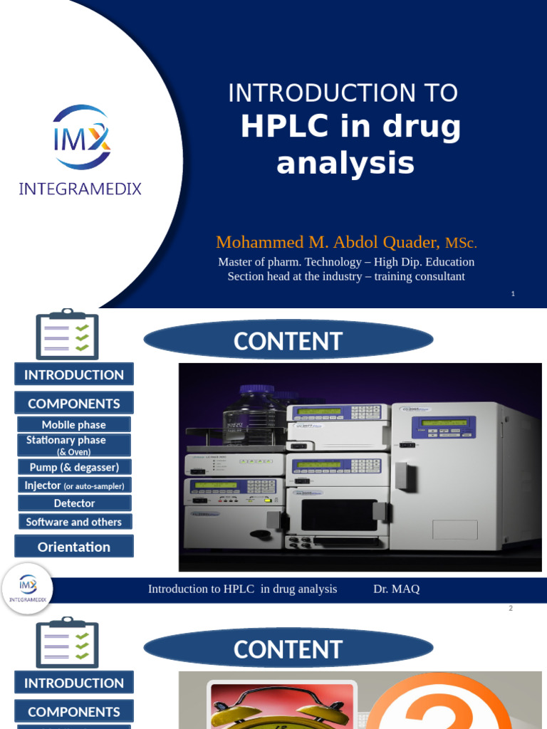 Intro To HPLC in Drug Analysis IntegraMedix DR MAQ | PDF | High ...