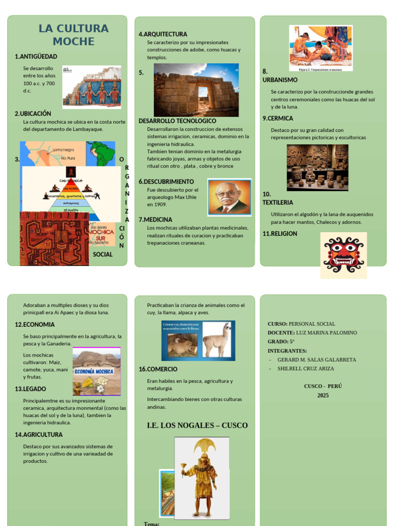Triptico La Cultura Moche | PDF