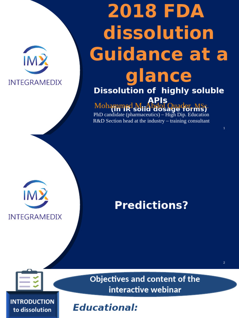2018 FDA Dissolution Guidance at A Glance DR MAQ (INTEGRAMEDIX) | PDF ...