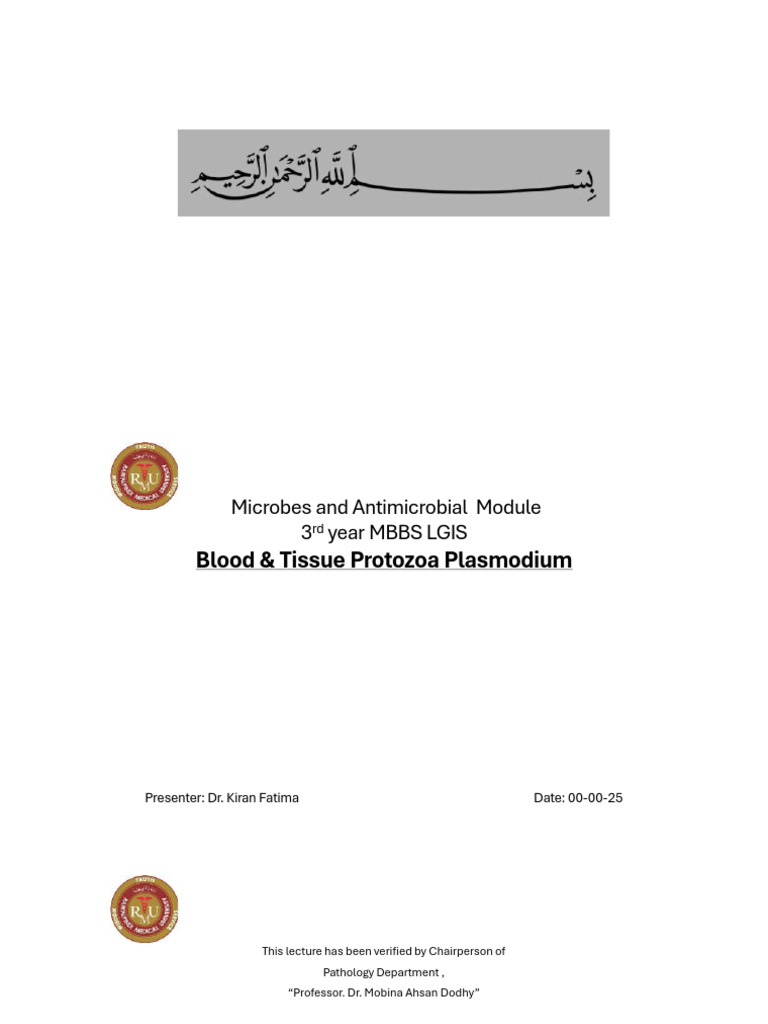 Lecture Blood and Tissue Protozoa Plasmodium12!5!25 | PDF | Malaria ...