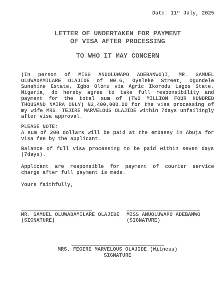 Letter of Undertaken | PDF