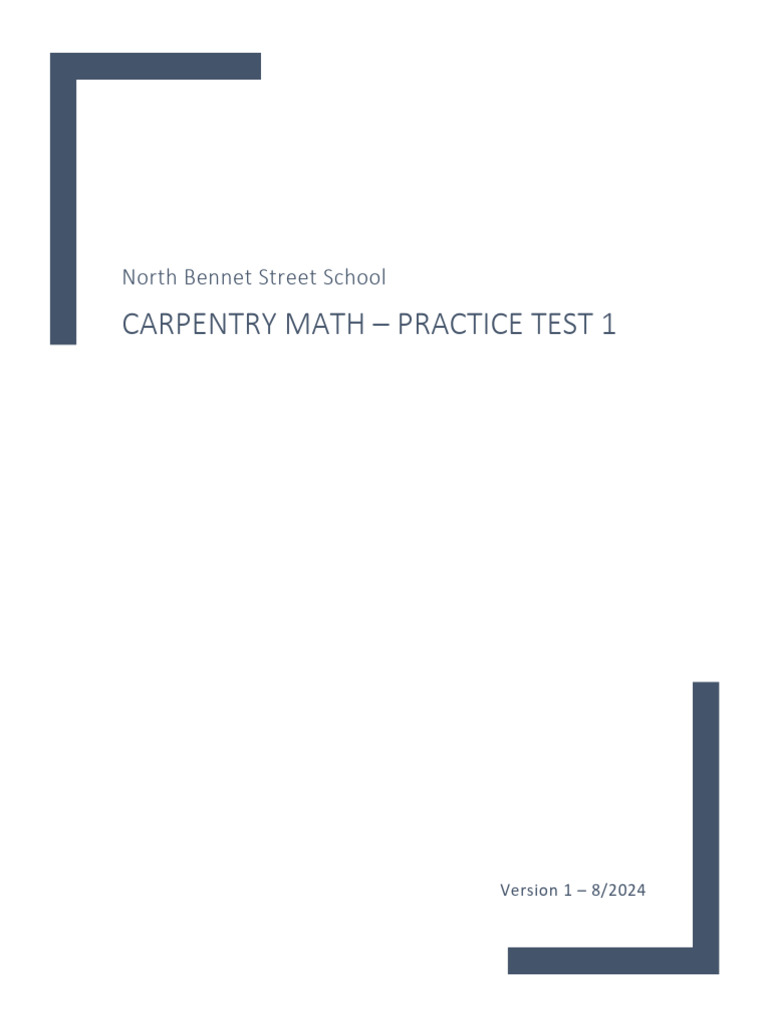 NBSS Carpentry Math Practice Test 1 | PDF | Area | Rectangle