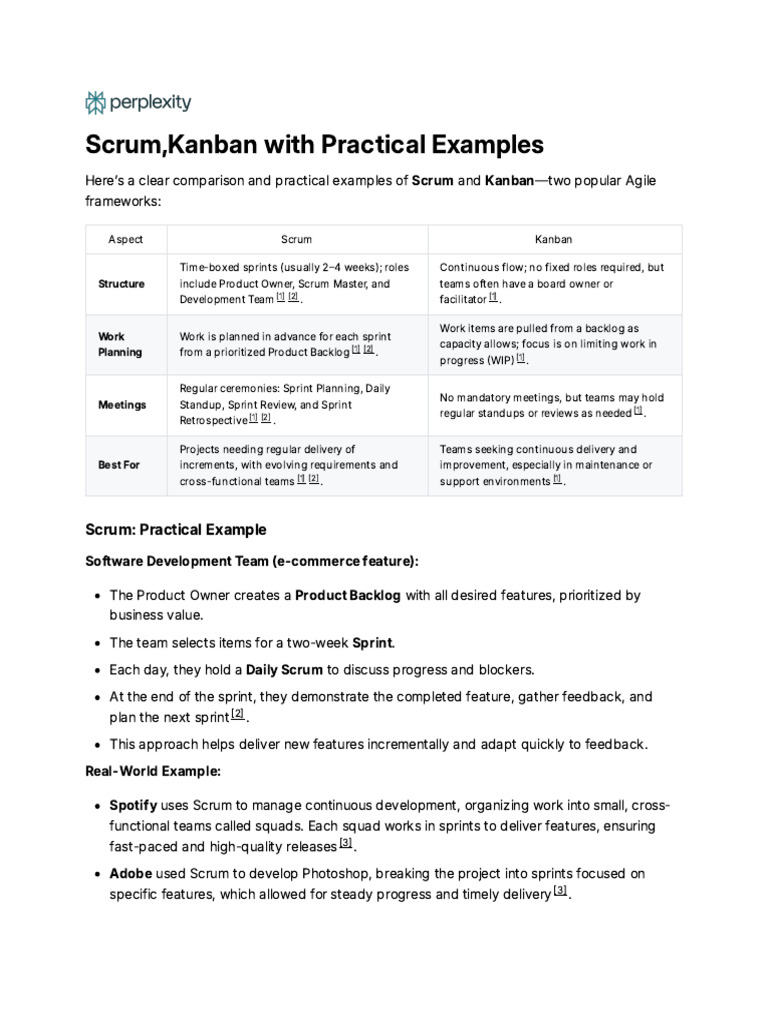 Scrum, Kanban With Practical Examples | PDF | Scrum (Software Development) | Software ...