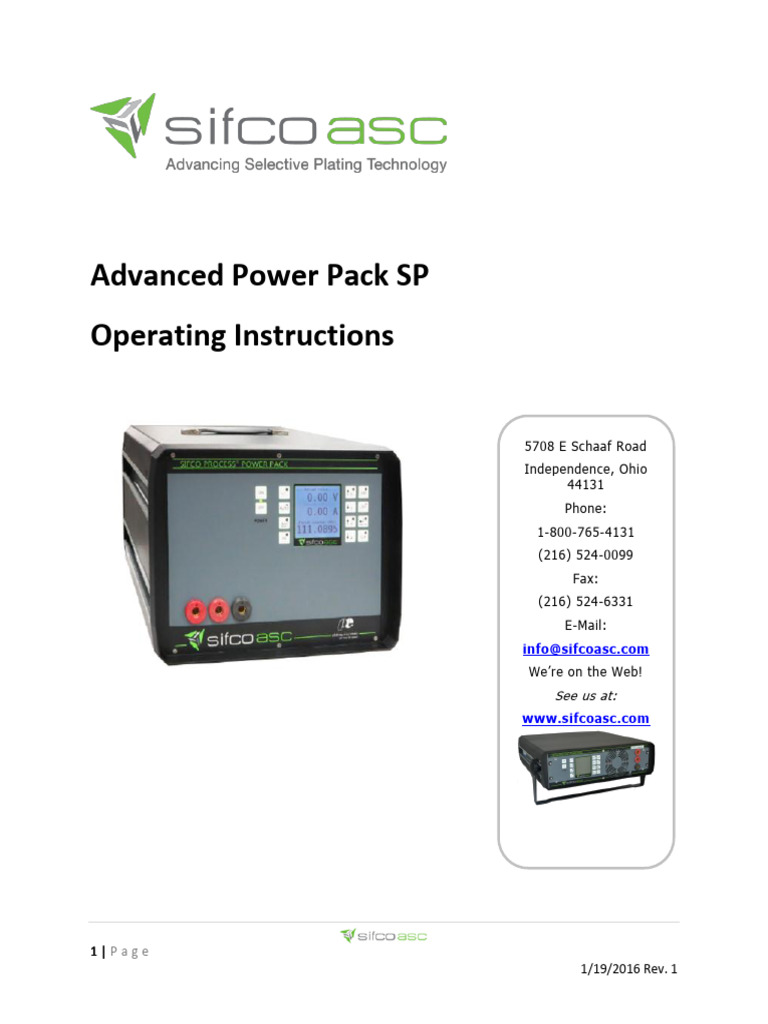 SIFCO Advanced Power Pack Guide | PDF | Etching | Electric Current