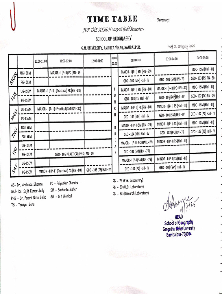 Revised Time Table | PDF
