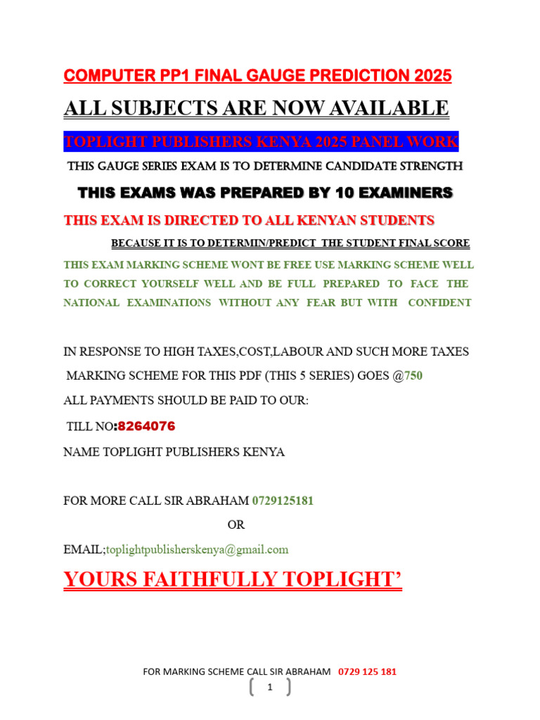 KCSE 2025 Computer Studies Prediction | PDF | Emission Standard ...