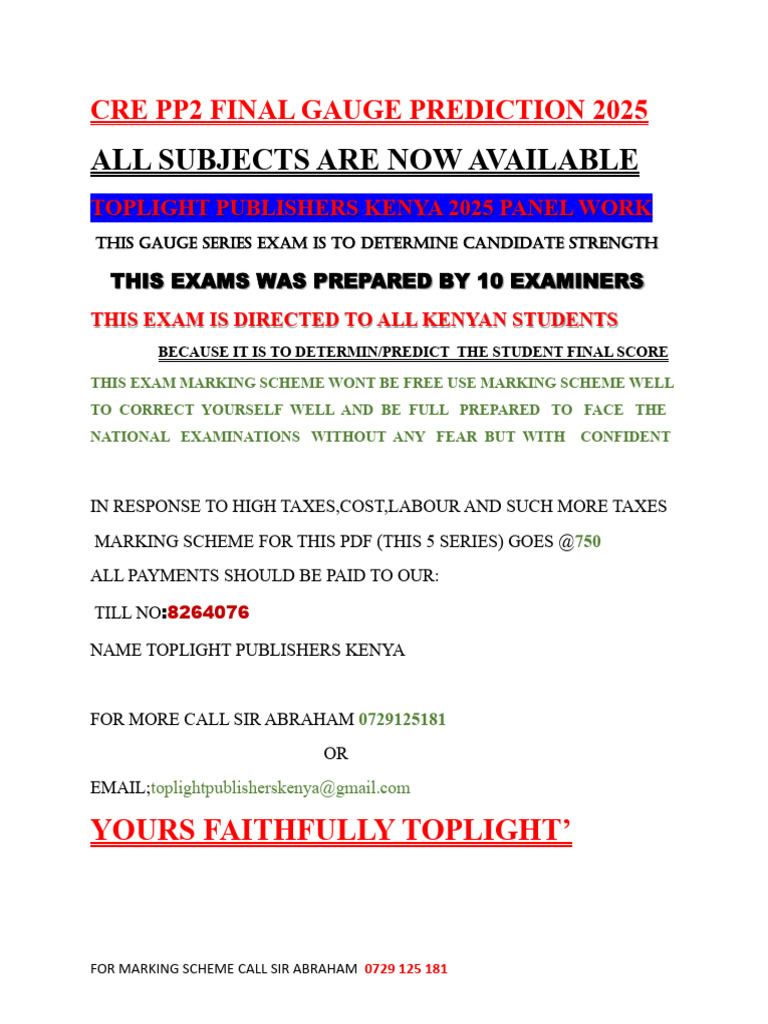 Cre Pp2 Final Gauge Prediction 2025 | PDF | Jesus | Disciple (Christianity)