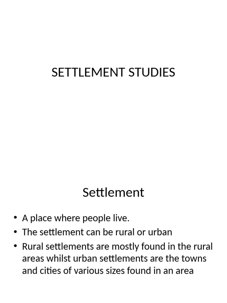 Settlement Studies | PDF | Urbanization | Urban Area