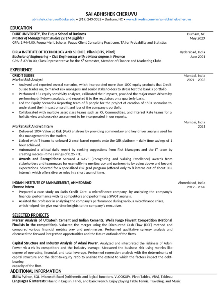 Market Risk Analyst with Finance Expertise | PDF | Financial Analyst | Risk