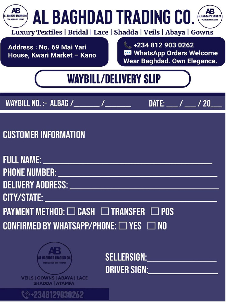 Waybill A5 Single Form | PDF