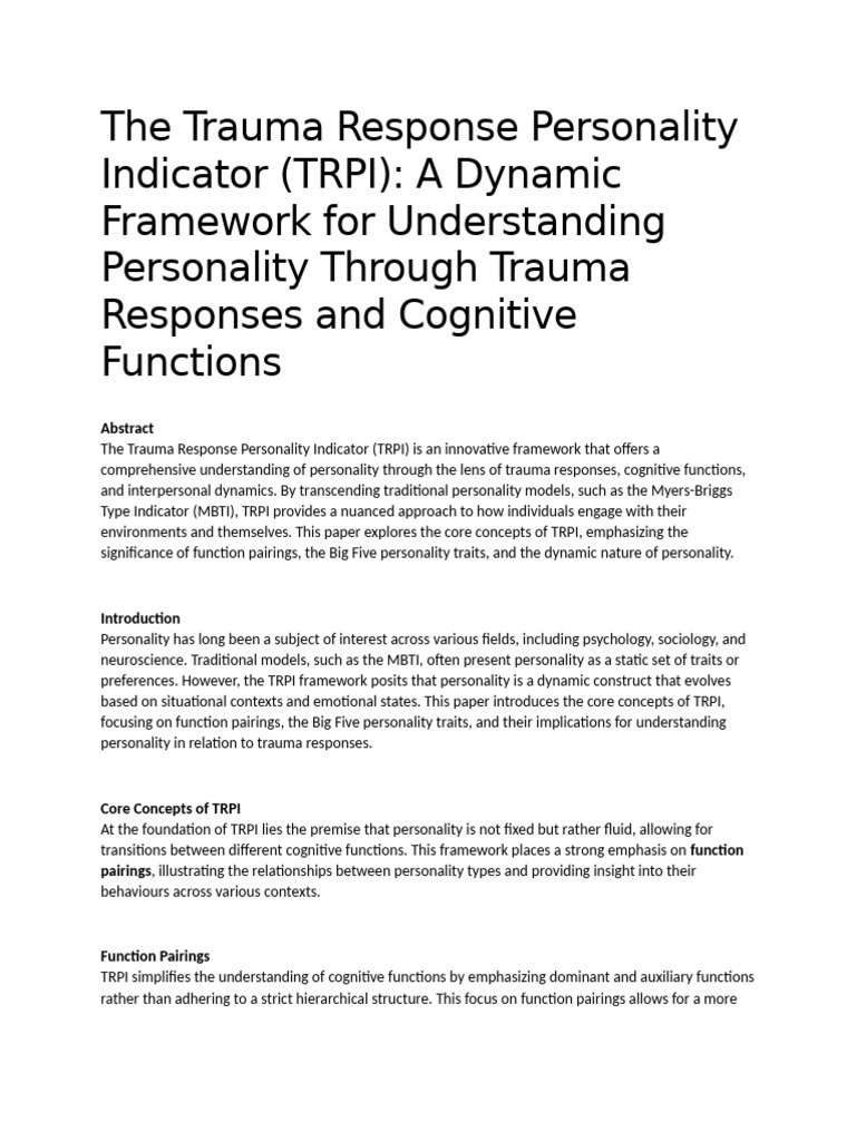 The Trauma Response Personality Indicator | PDF | Extraversion And ...