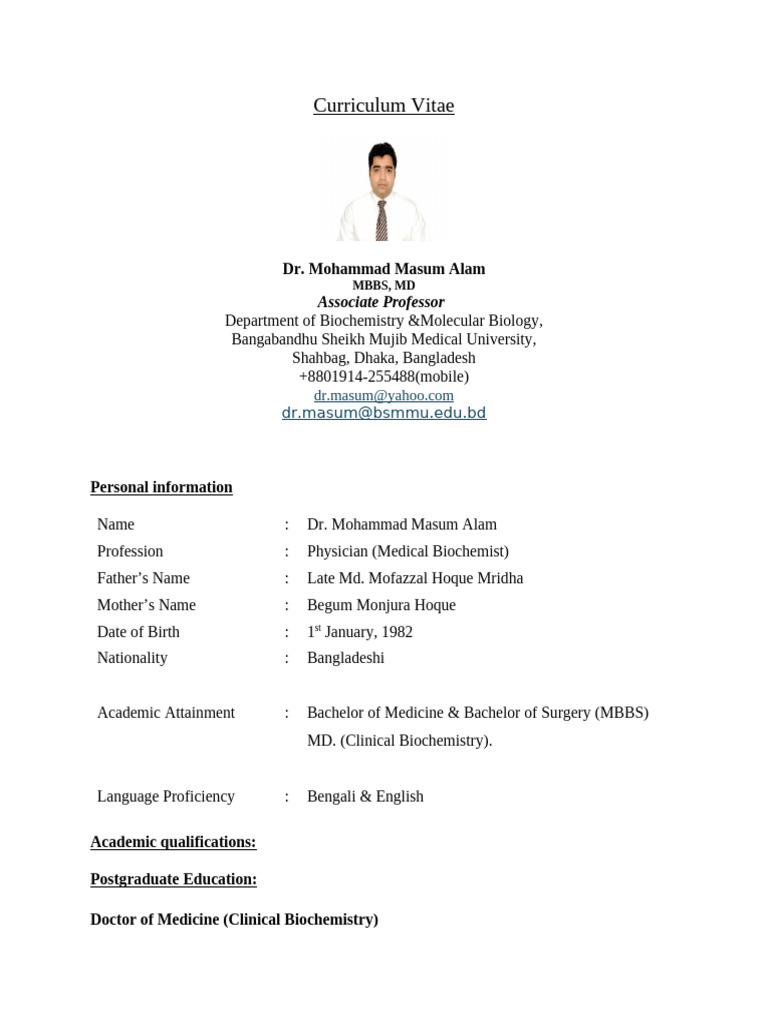 Curriculum Vitae Updated | PDF | Medical School | Doctor Of Medicine