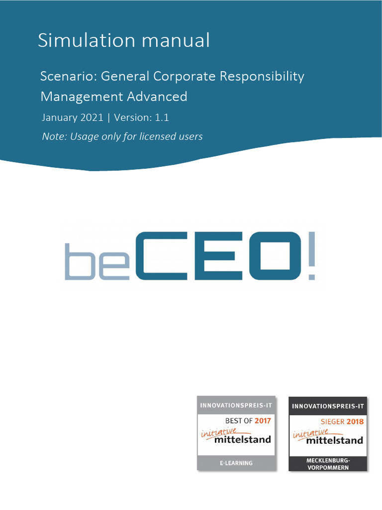 ENG Simulation Manual GeneralManagement CR V1.1 | PDF | Employment | Prices