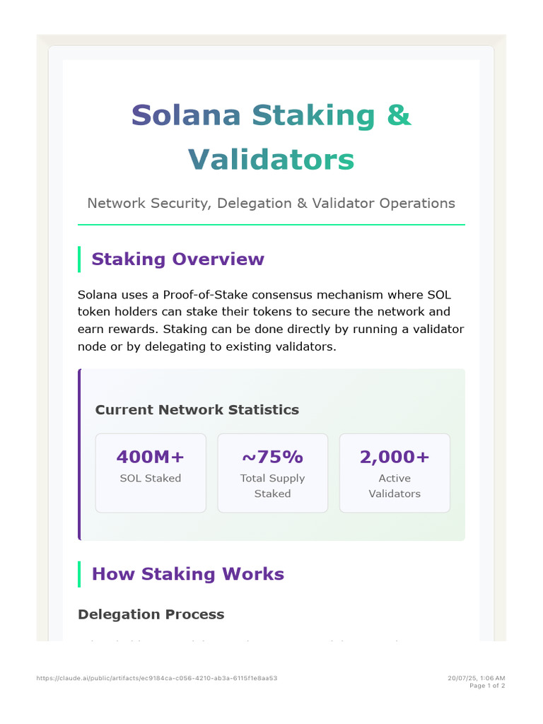 Solana Staking & Validators (PDF Ready) - Claude - Claude | PDF