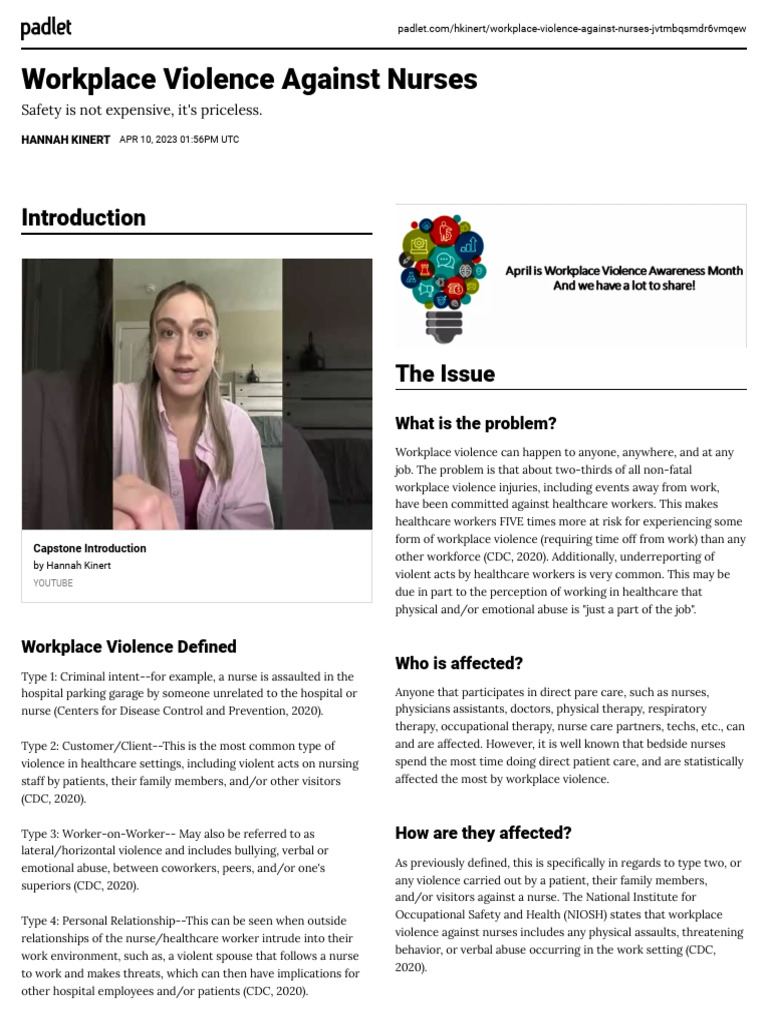 Workplace Violence Against Nurses Explained | PDF | Nursing | Violence