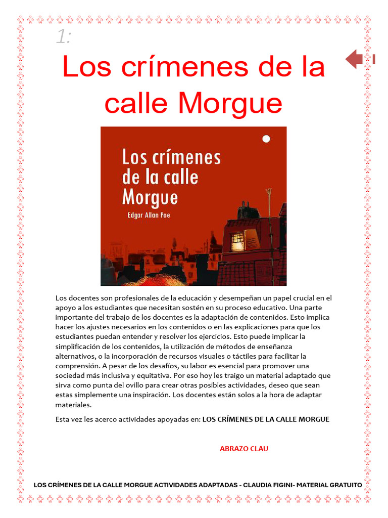 Los Crímenes de La Calle Morgue | PDF | Los asesinatos en la calle Morgue | Enseñando