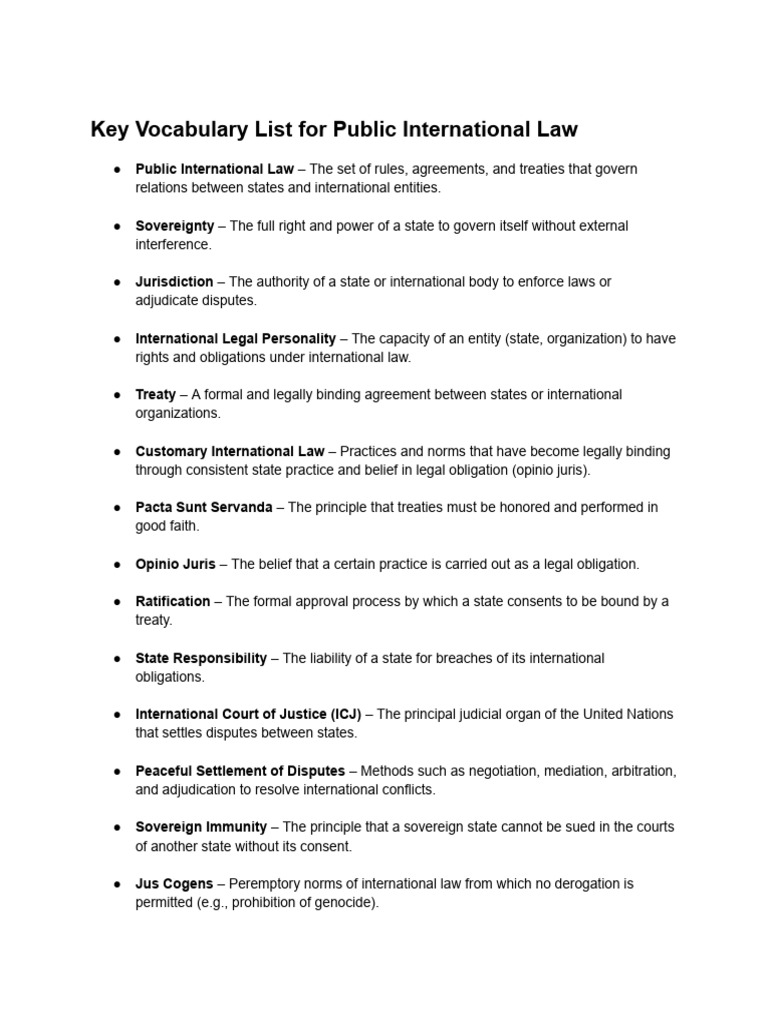 Key Terms in International Law | PDF | International Law | Treaty