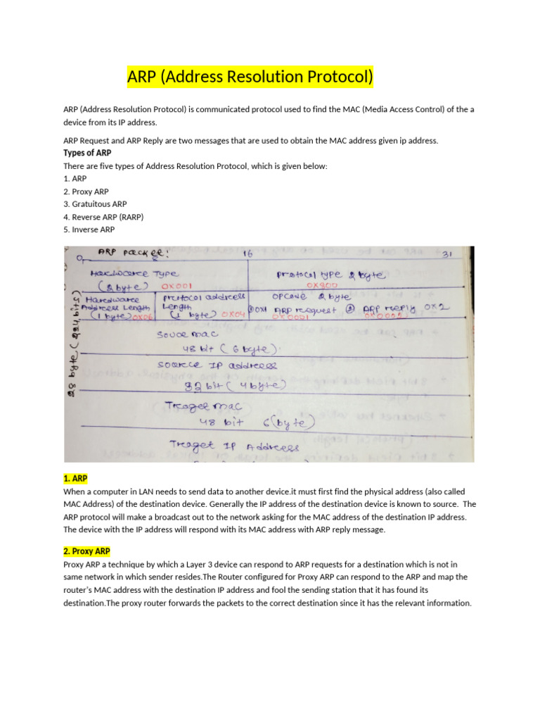 ARP (Address Resolution Protocol) | PDF | Internet Protocols | Network Protocols