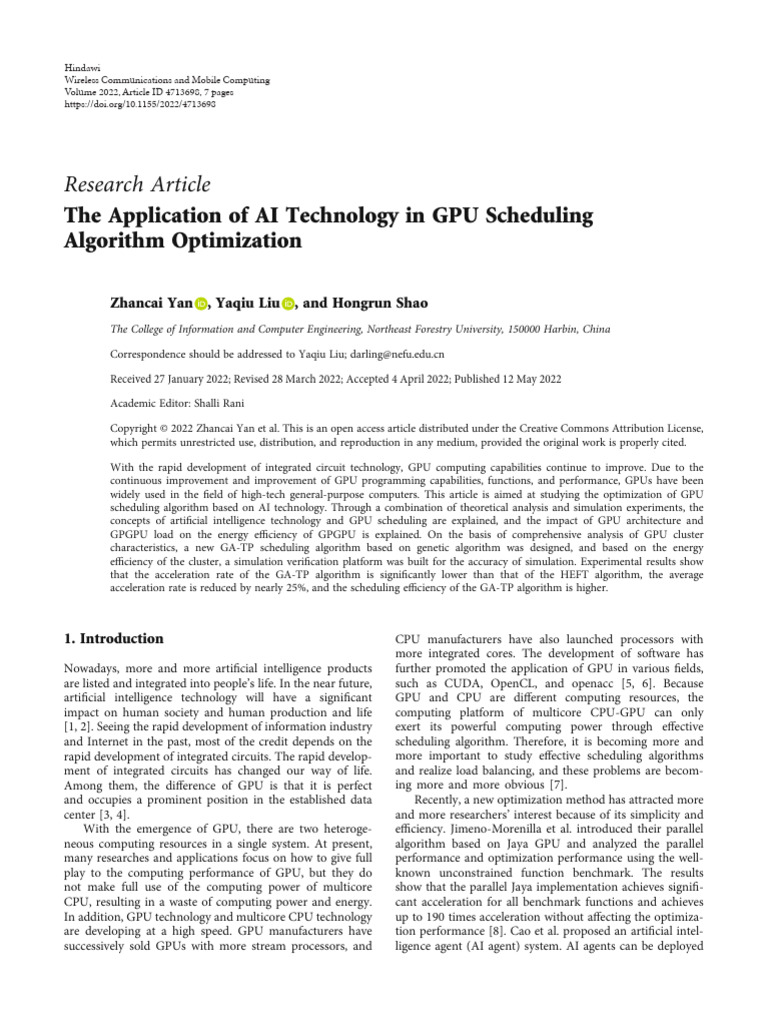 The Application of AI Technology in GPU Scheduling | PDF | Multi Core Processor | Graphics ...