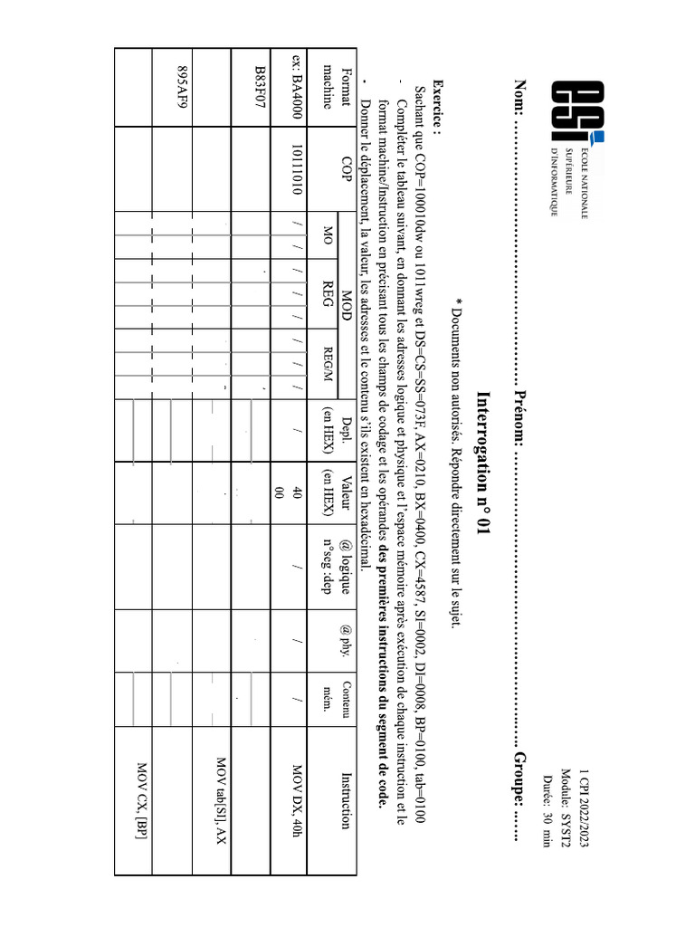 Interro1 Sys2 2022 2023 | PDF