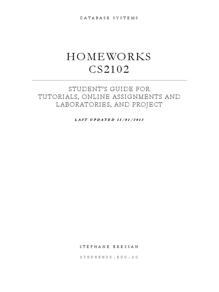 (CS2102) Database System Student Guide | Download Free PDF | Relational Database | Sql