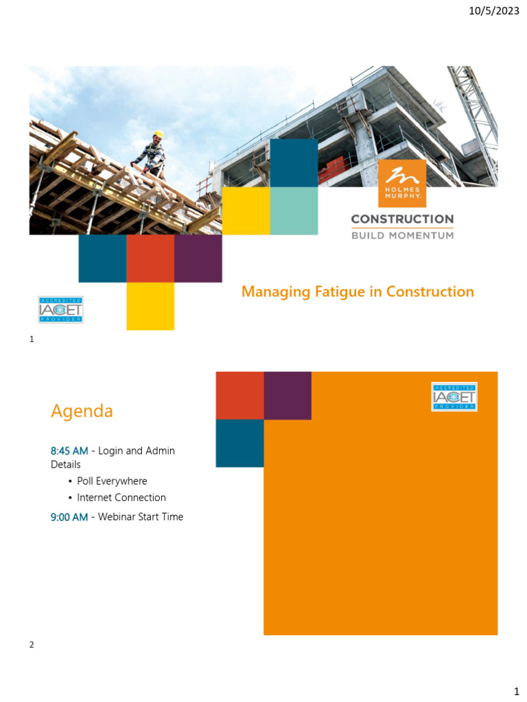 Managing Construction Fatigue Webinar | PDF | Sleep | Sleep Deprivation