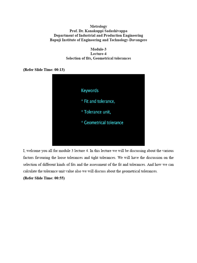 Lec12 Lecture Transformer | PDF | Engineering Tolerance | Mechanical ...