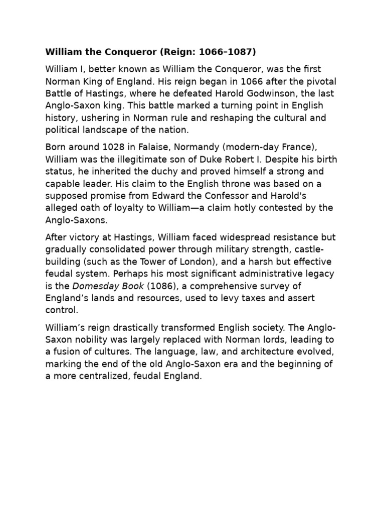 William the Conqueror | PDF