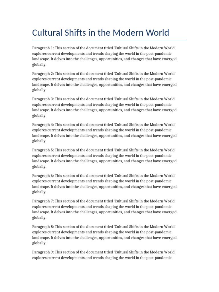 Cultural Shifts in The Modern World | PDF