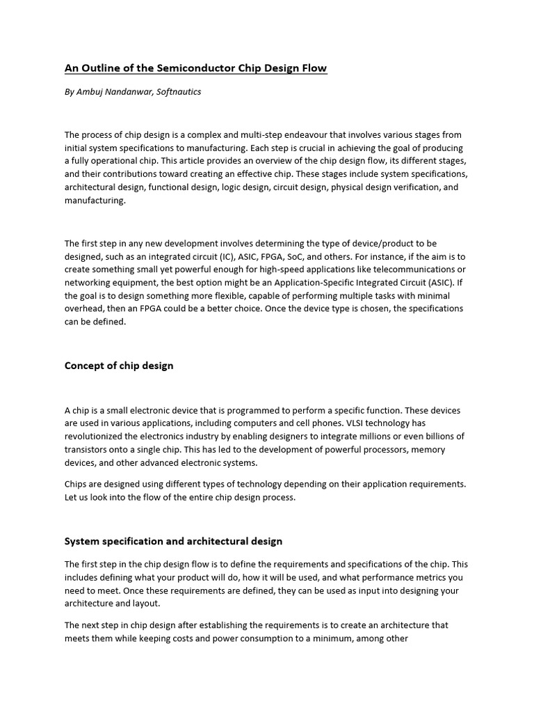 Overview of Chip Design Flow Steps | PDF | Integrated Circuit ...