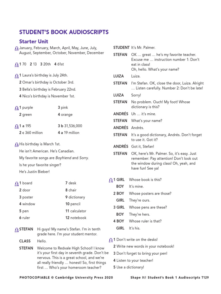 Student's Book Audioscript | PDF