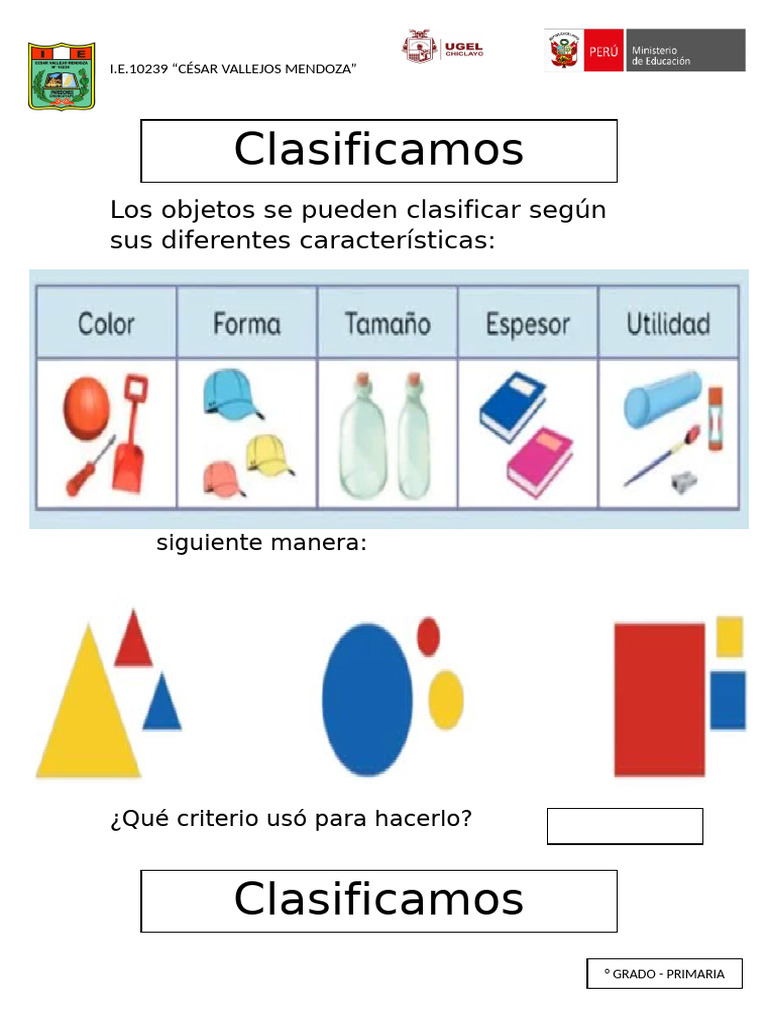 Clasificación de Objetos por Tamaño | PDF