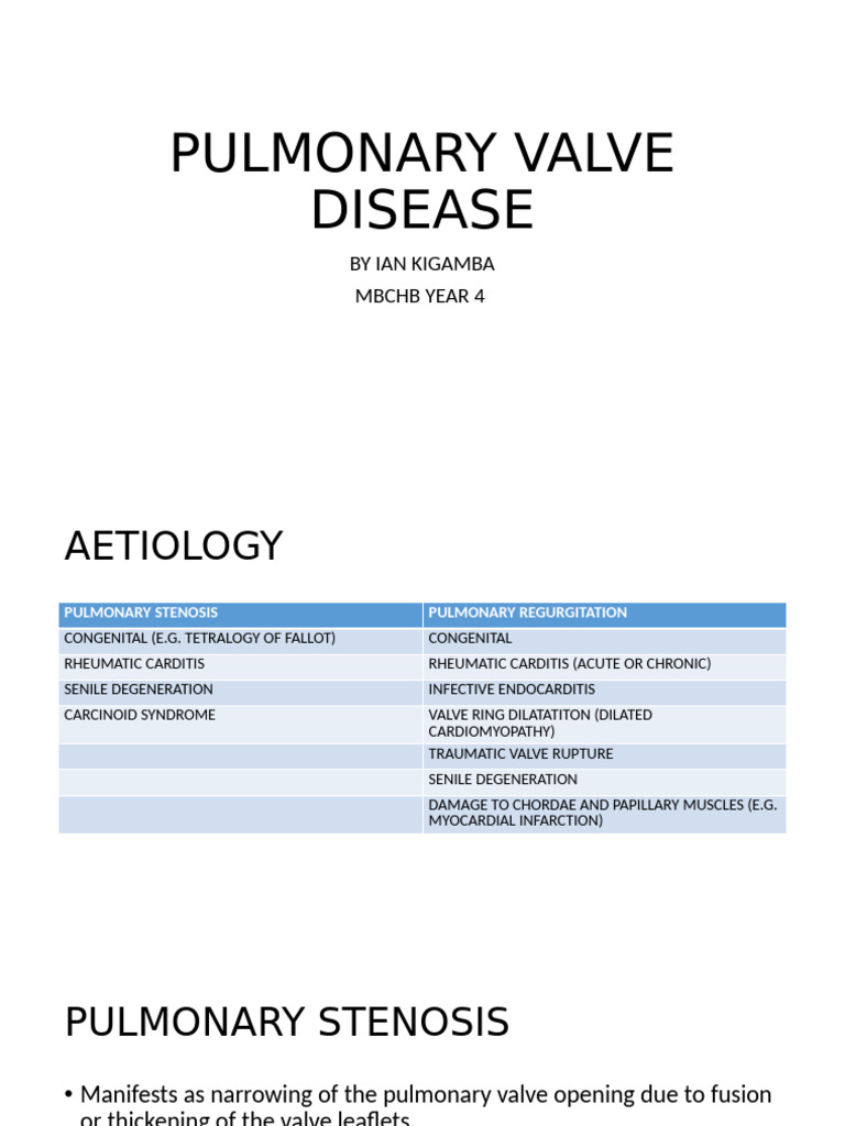 Pulmonic Valve Disease Overview | PDF | Circulatory System | Thorax ...
