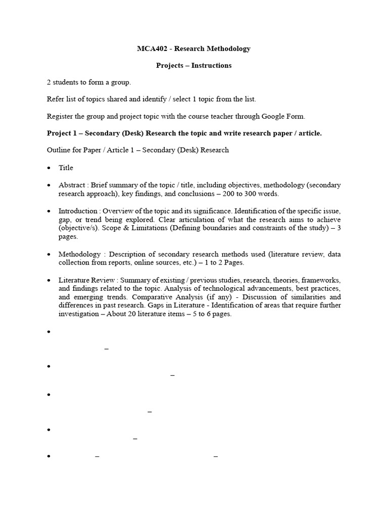 Projects - Instructions | PDF | Data | Methodology