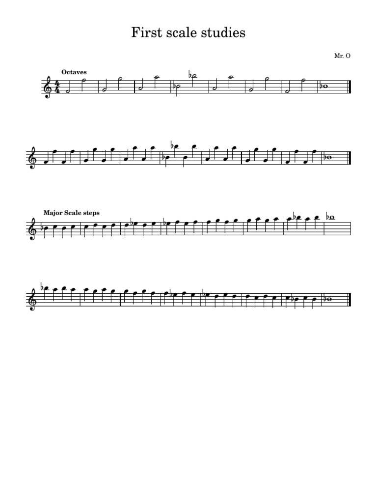First Scale Studies B Flat Major | PDF