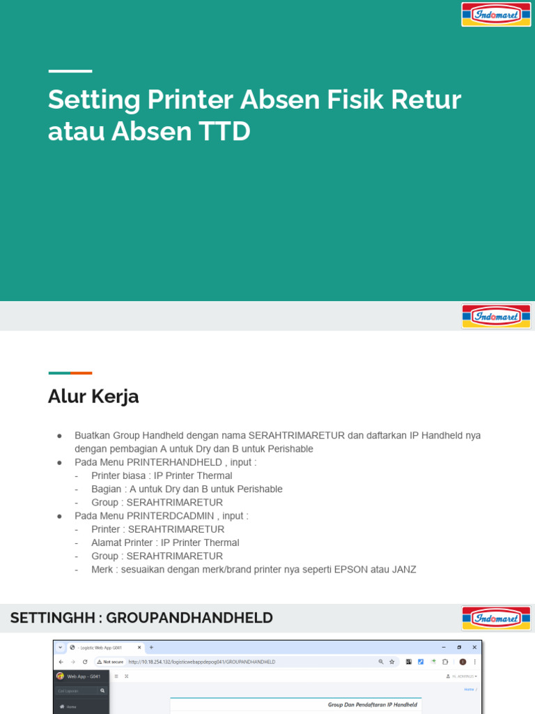 Setting Printer - Absen Fisik Retur - or - Absen TTD - New | PDF
