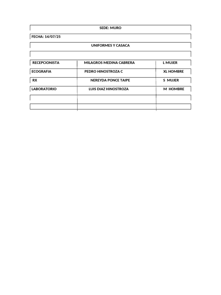 Uniformes Sede Muro | PDF