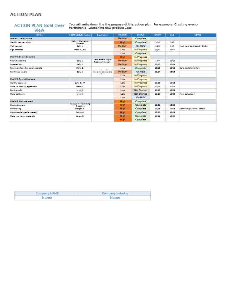 Event Action Plan Template | PDF